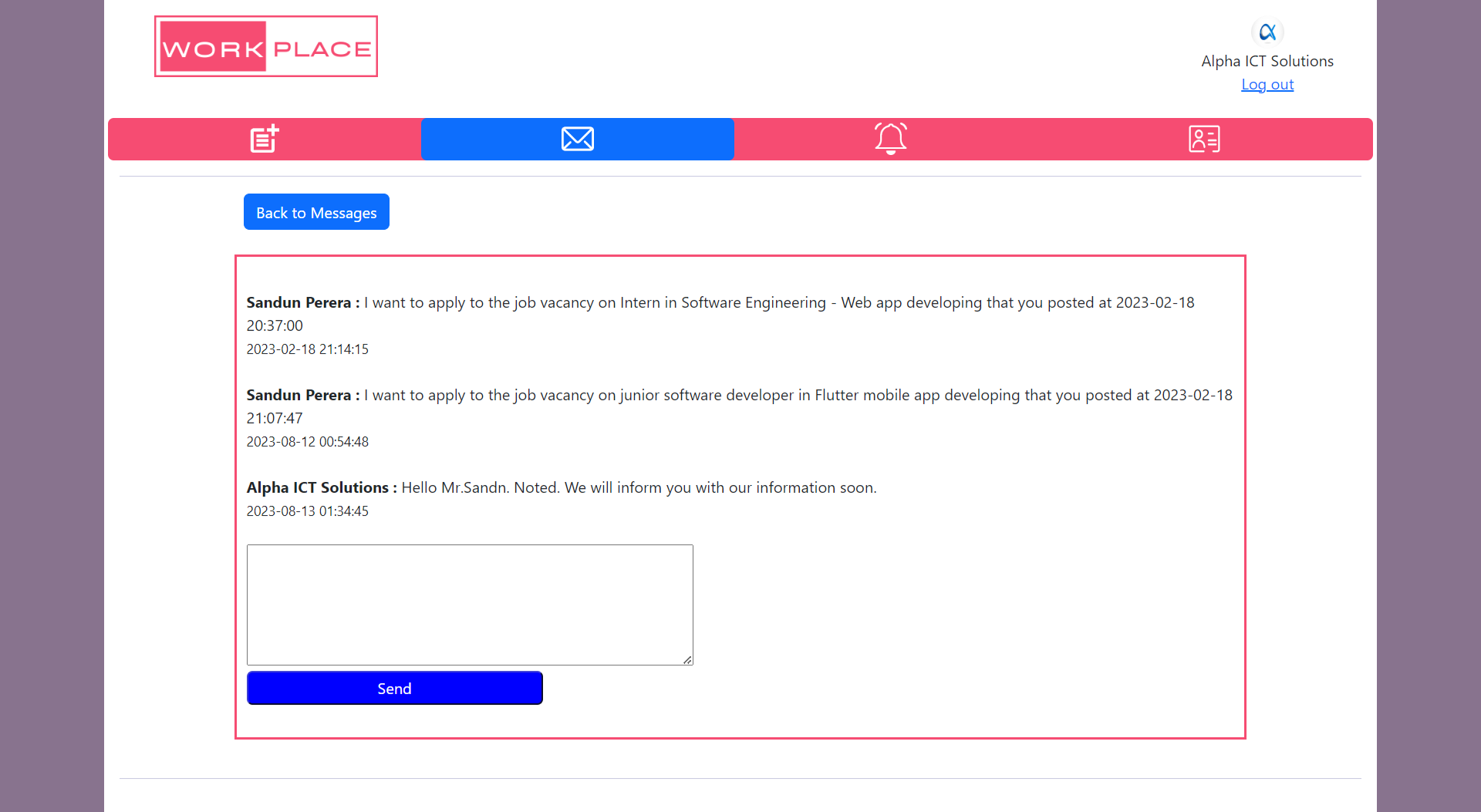 GitHub - DilukChamika/WorkPlace-Django: This is an internship management web application ...