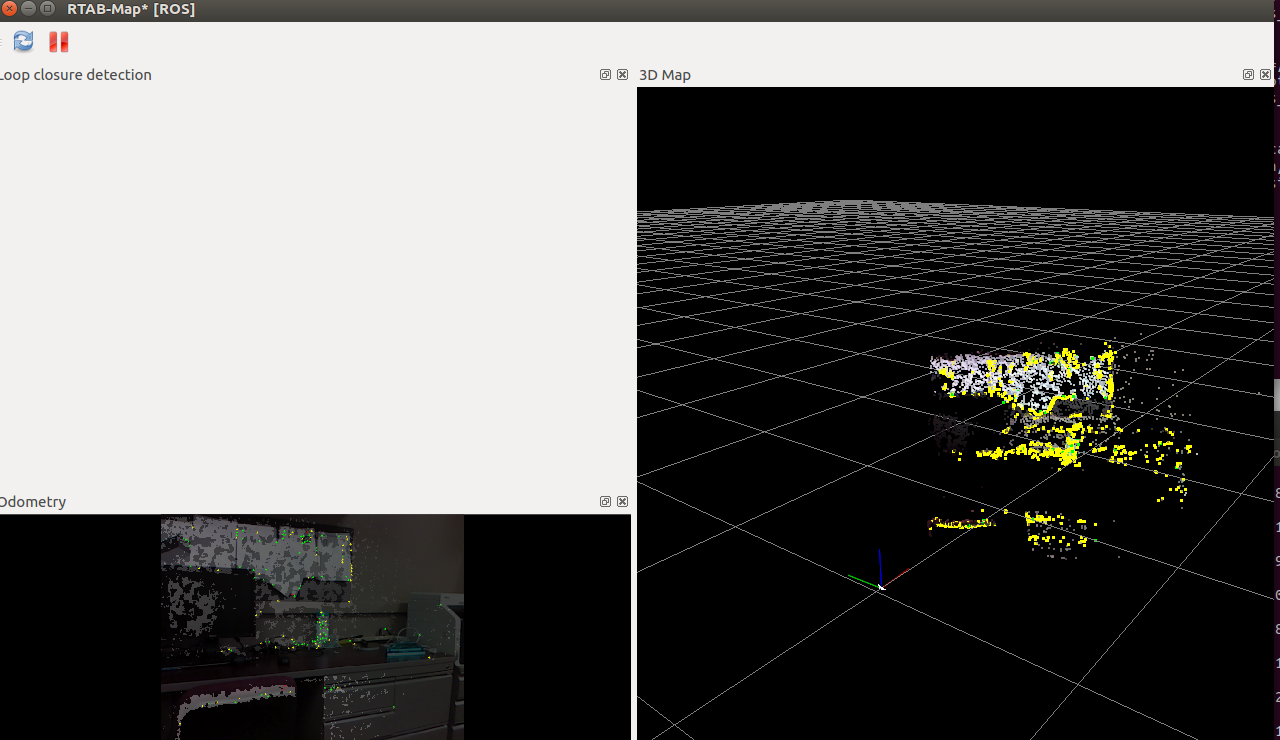 Can not get feasible results: /rtabmap/rgbd_odometry: Did not receive data since 5 seconds ...