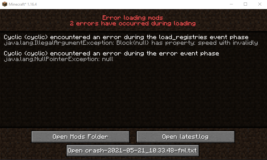 [Cyclic & Forge] Startup Error · Issue #1840 · Lothrazar/Cyclic · GitHub