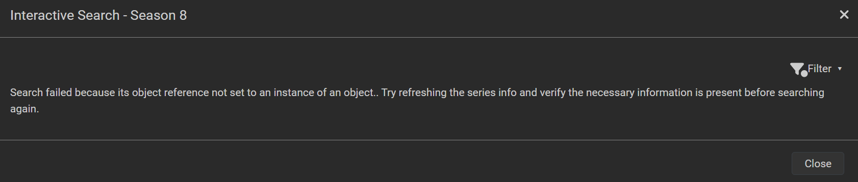 Interactive searches throwing error · Issue #6030 · Sonarr/Sonarr · GitHub