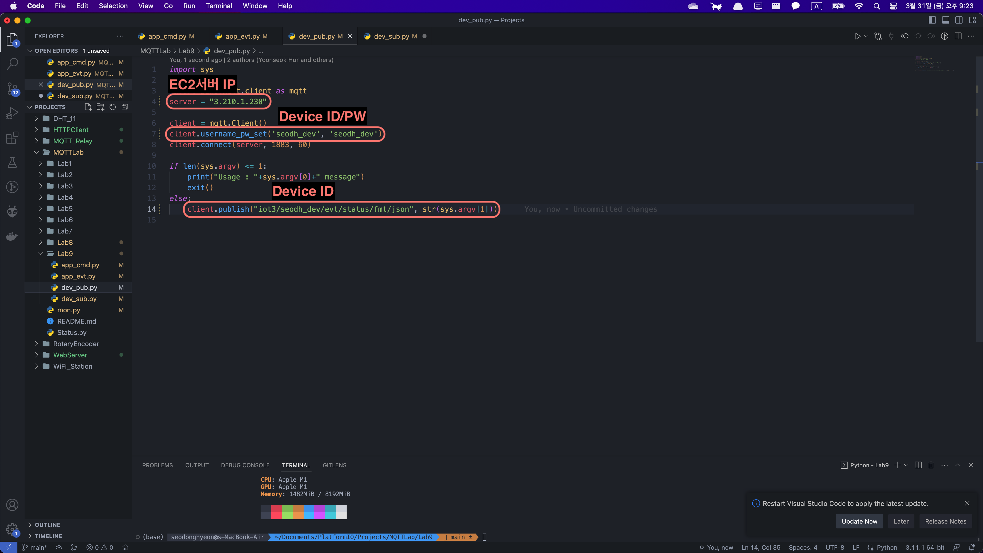 GitHub - iot201-SeoDongHyun/Lab3-Secure-MQTT-With-Authentication