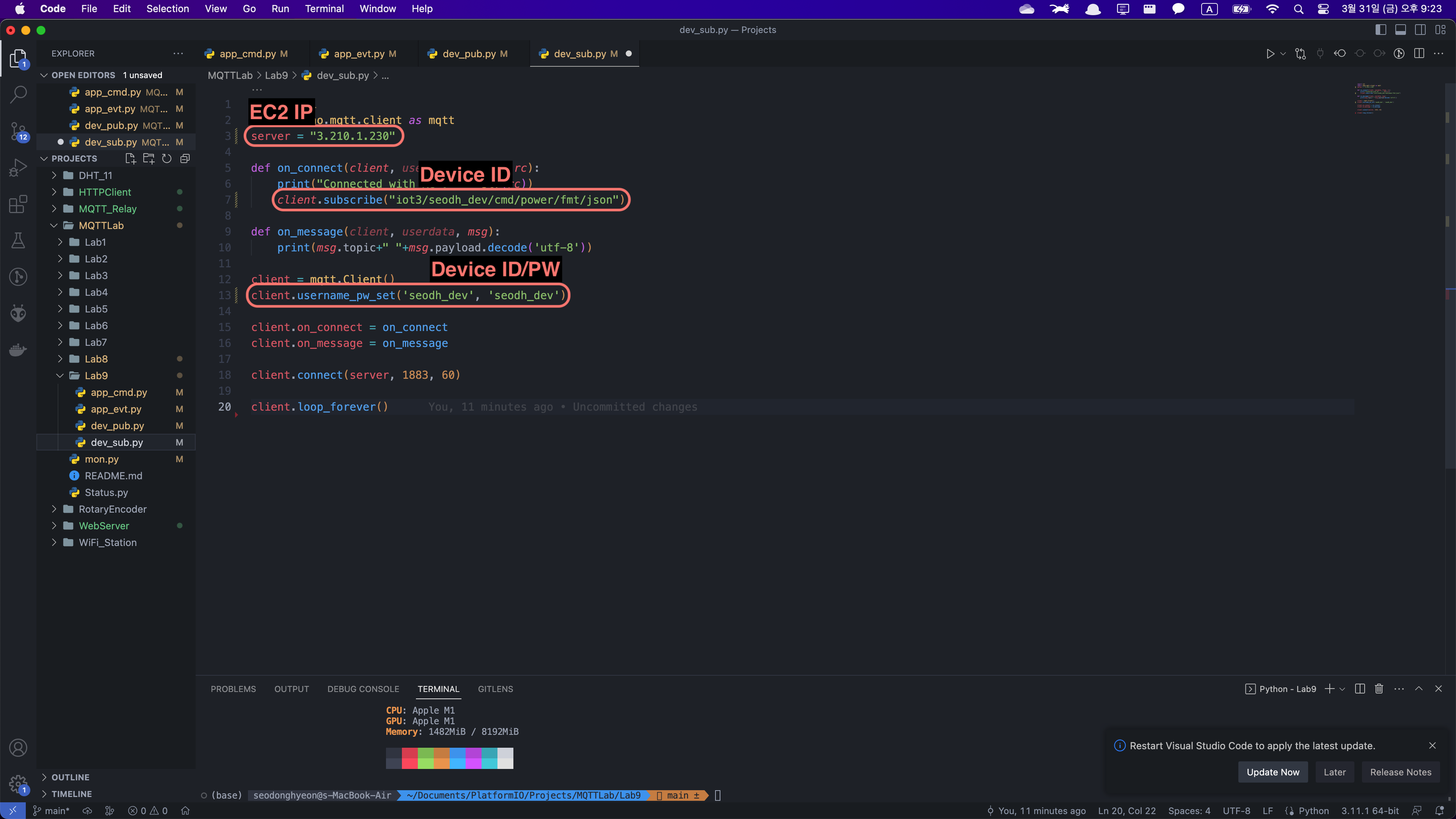 GitHub - iot201-SeoDongHyun/Lab3-Secure-MQTT-With-Authentication