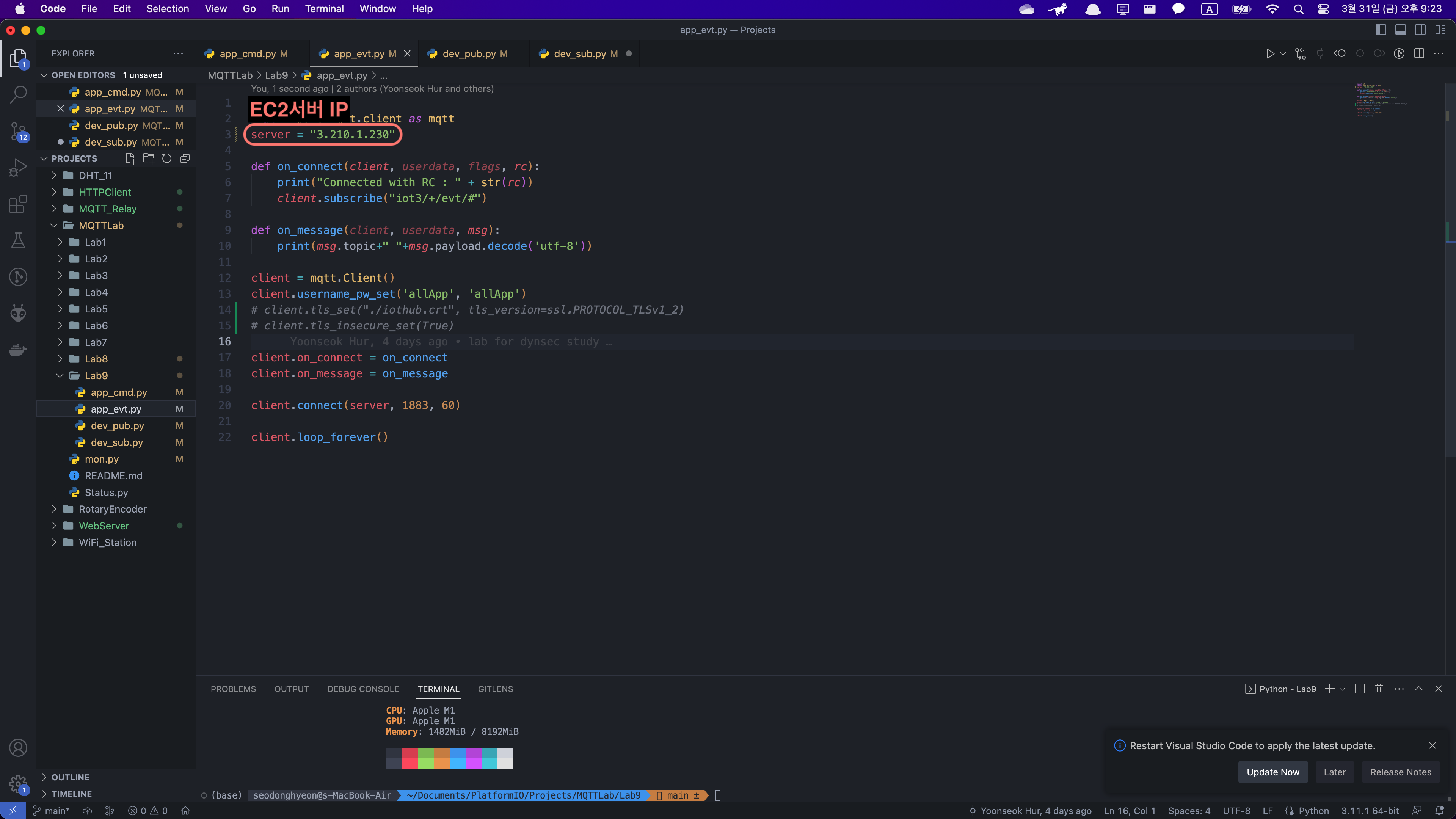 GitHub - iot201-SeoDongHyun/Lab3-Secure-MQTT-With-Authentication