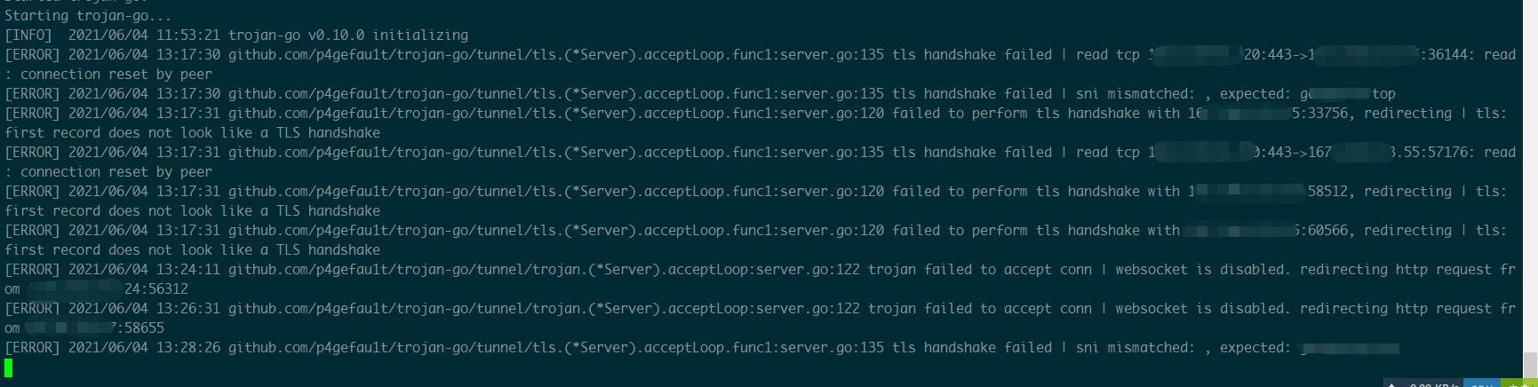 刚部署完重启log里会有mysql连接失败错误？ · Issue #451 · Jrohy/trojan · GitHub
