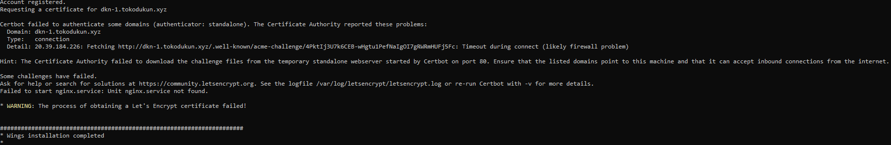 Certbot failed to authenticate some domains Firewalls · Issue #362 · pterodactyl-installer ...