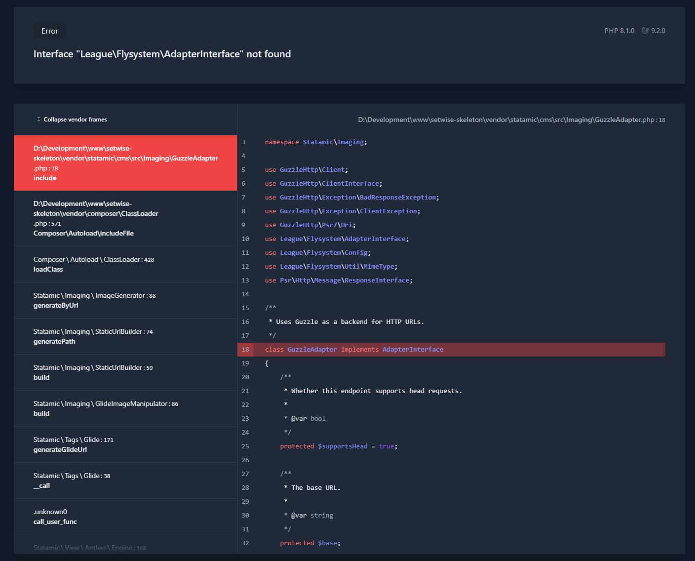 3.3 beta – AdapterInterface not found · Issue #5358 · statamic/cms · GitHub
