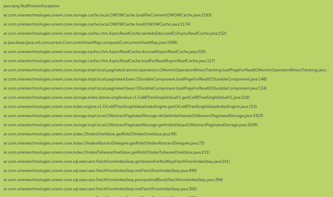 Nullpointer exceptions trying to use OWOWCache · Issue #9477 · orientechnologies/orientdb · GitHub