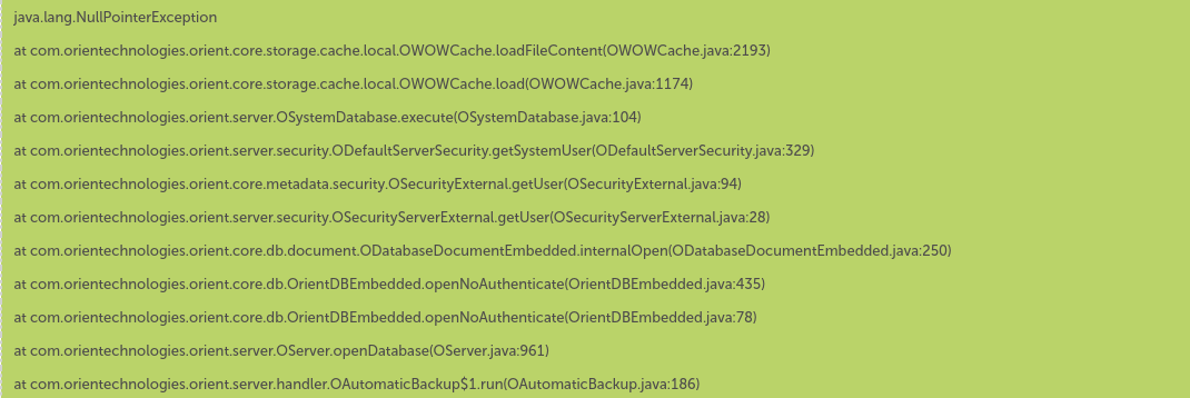 Nullpointer exceptions trying to use OWOWCache · Issue #9477 · orientechnologies/orientdb · GitHub