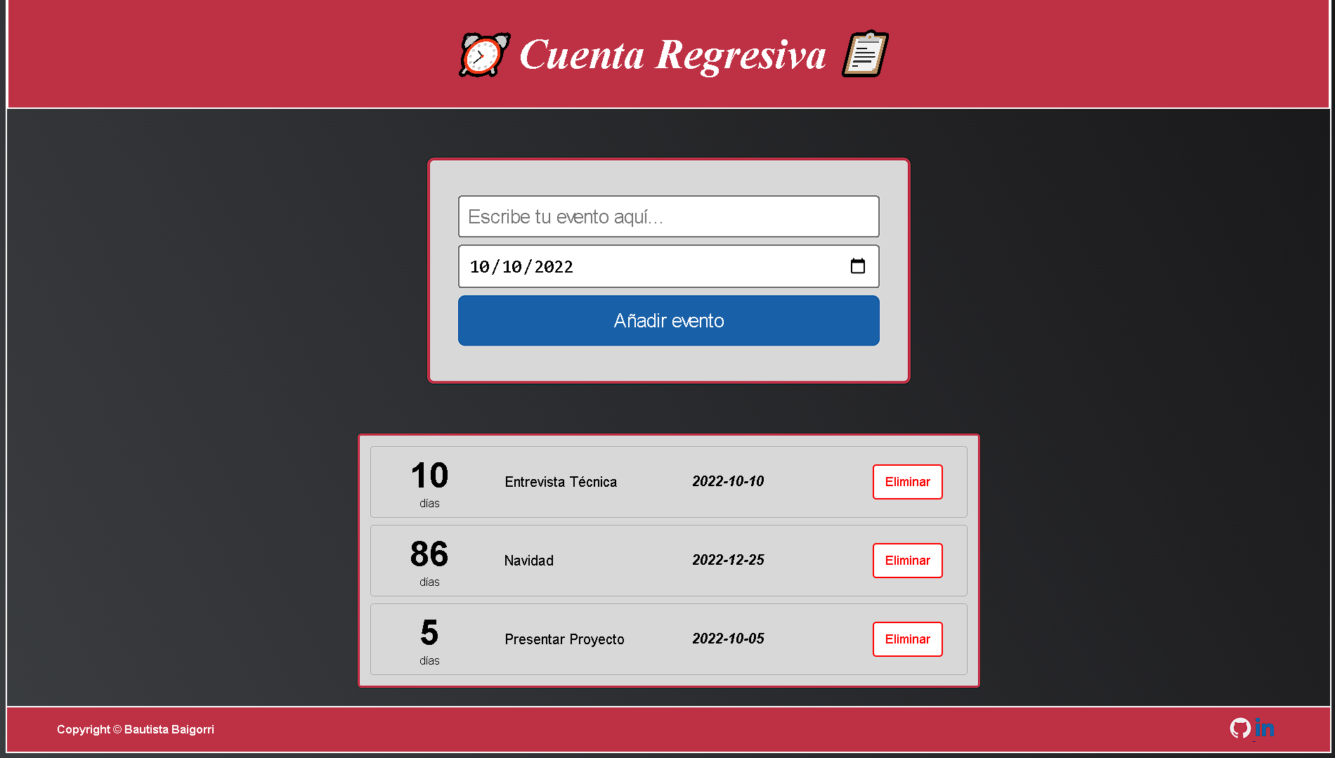 GitHub - BautistaBaigorri/Cuenta-Regresiva-Eventos: Cuenta Regresiva de Eventos