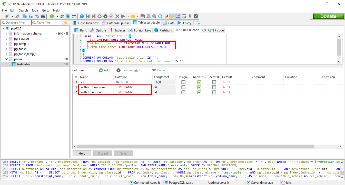 Support TIMESTAMP WITH WITHOUT TIMEZONE Column Types Issue 1071 