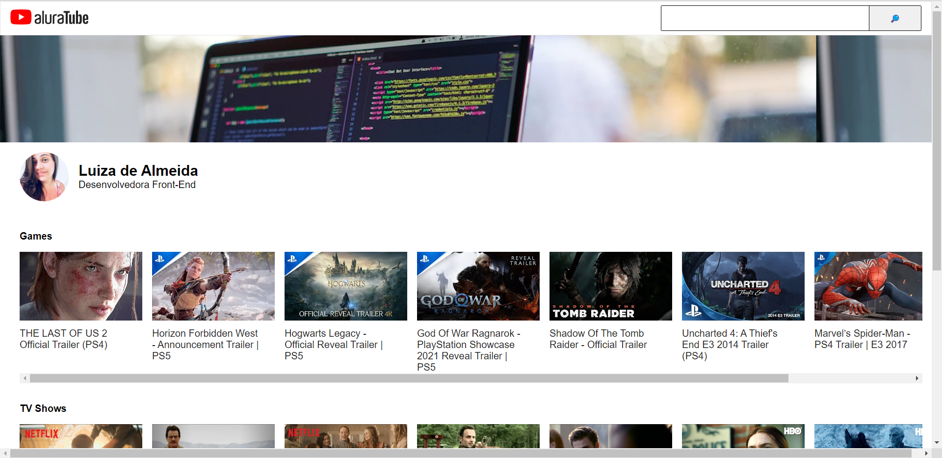 GitHub - luizaadev/youtube-page: Projeto realizado com ReactJS