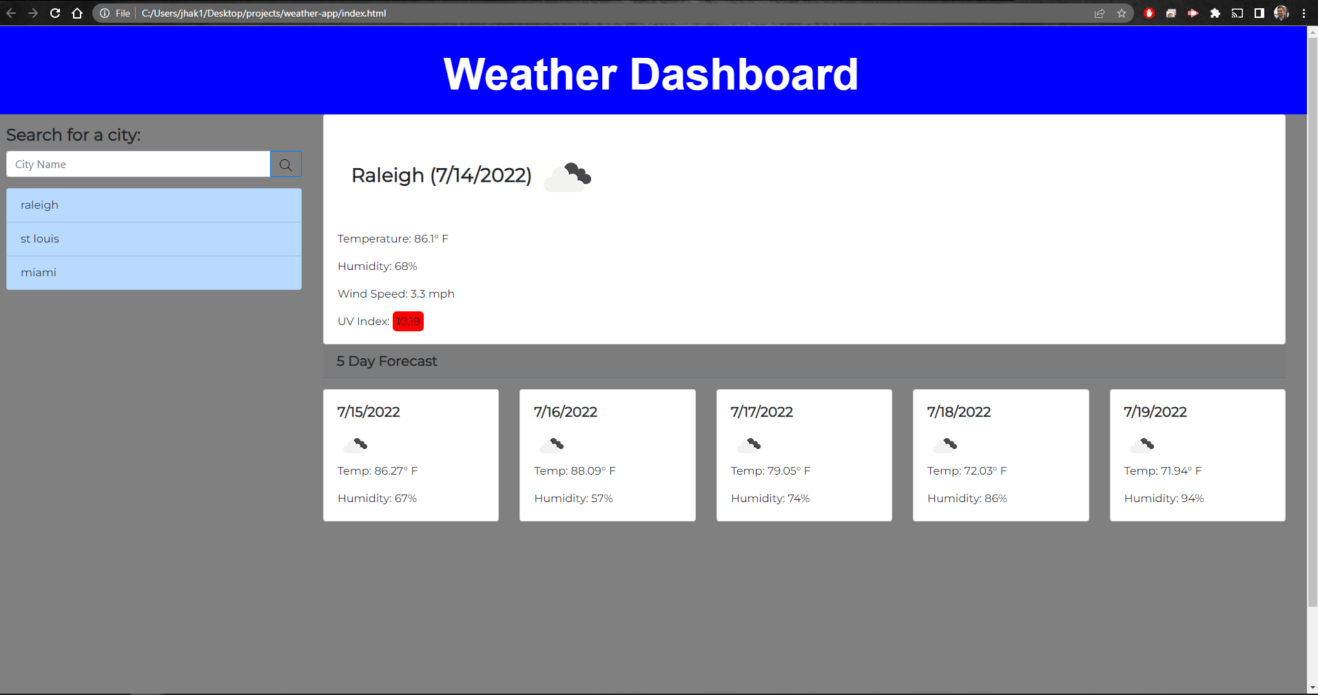 GitHub - ParaRiot/Weather-Dashboard GitHub - ParaRiot/Weather-Dashboard