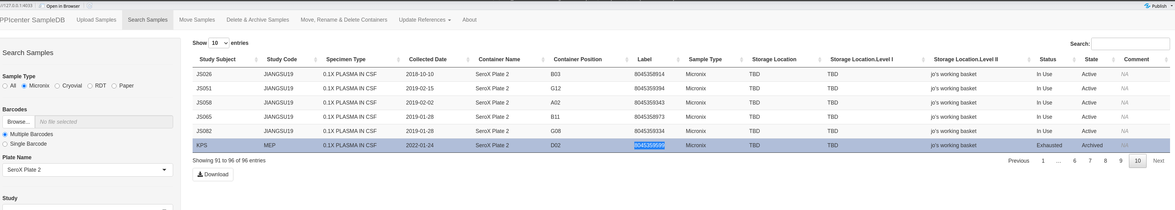 Inactivated samples causing issues with sample move (I think) · Issue #70 · EPPIcenter/sampleDB ...