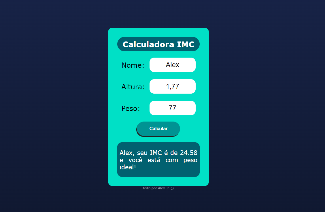 GitHub - alexrossoni/Calculadora-IMC: Projeto simples criando uma calculadora capaz de retornar ...