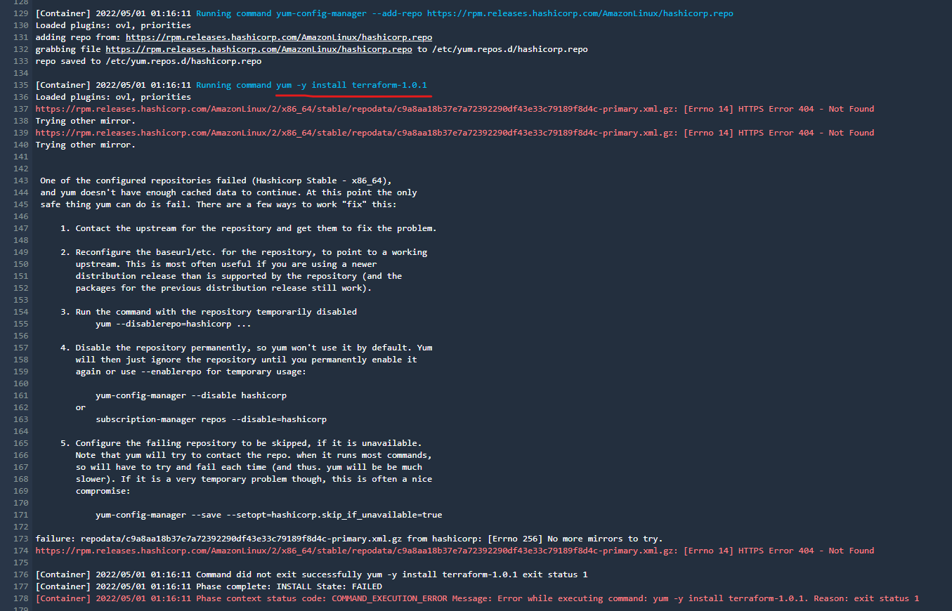 Terraform AmazonLinux YUM repo down · Issue #30972 · hashicorp/terraform · GitHub