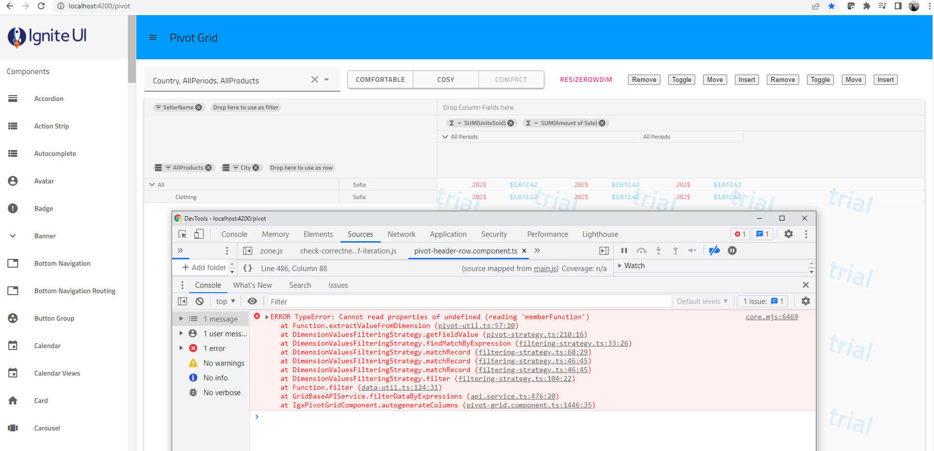 Igxpivot When Moving A Filtered Column Dimension To Rows An Error Is Thrown · Issue 11013