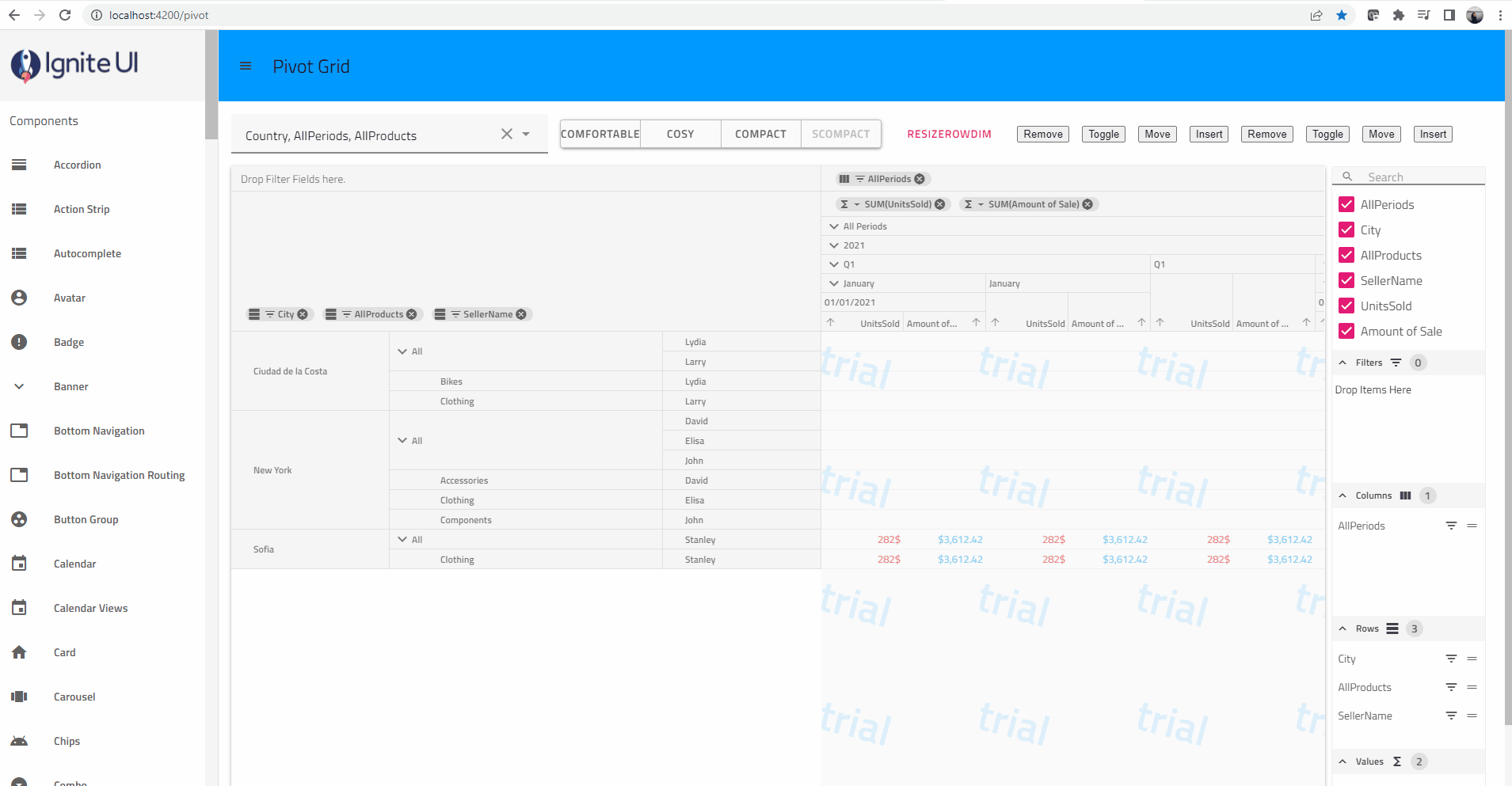 [igxPivot] When the pivot and selector share the same flex container grid size changes ...