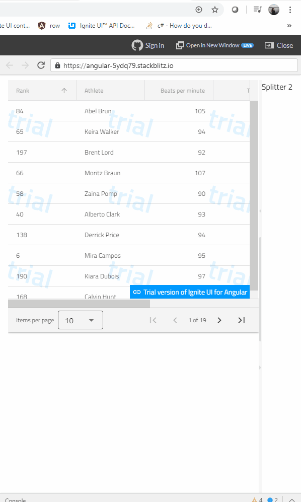 When Grid With 100 Width Is Set Inside A Splitter There Is A Whitespace While Resizing Fast The