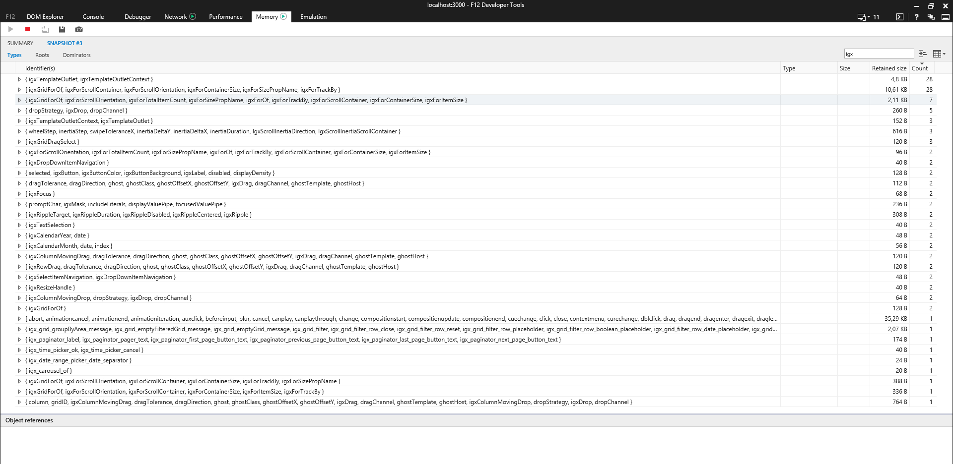 IE11 memory leak with igxGrid · Issue #7419 · IgniteUI/igniteui-angular · GitHub