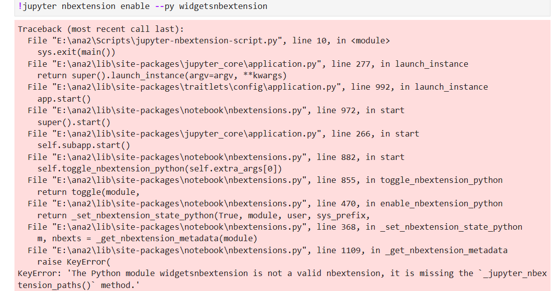 Keyerror The Python Module Widgetsnbextension Is Not A Valid