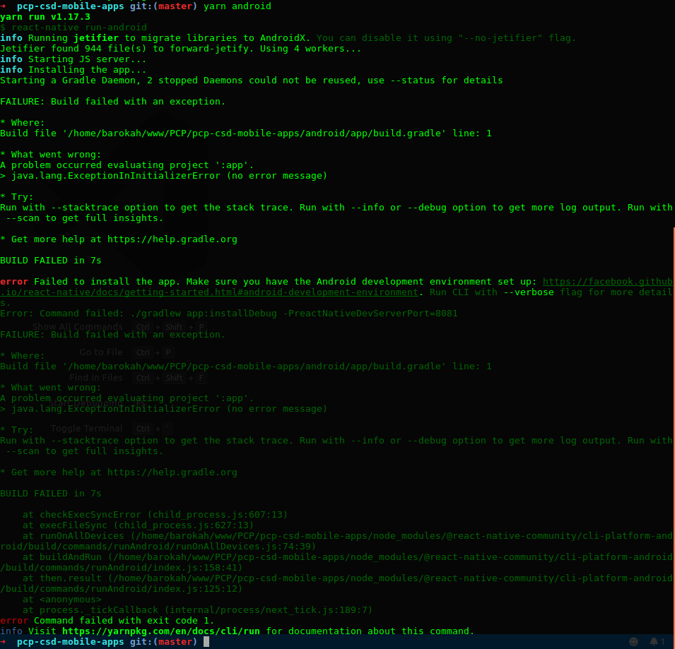 Failed To Install The App Make Sure You Have The Android Development Environment Set Up · Issue