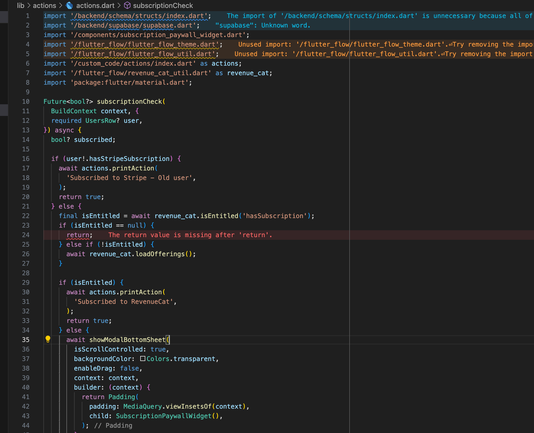 Paywall Revenuecat In Action Block Cause A Return With No True Or Fasle · Issue 1239