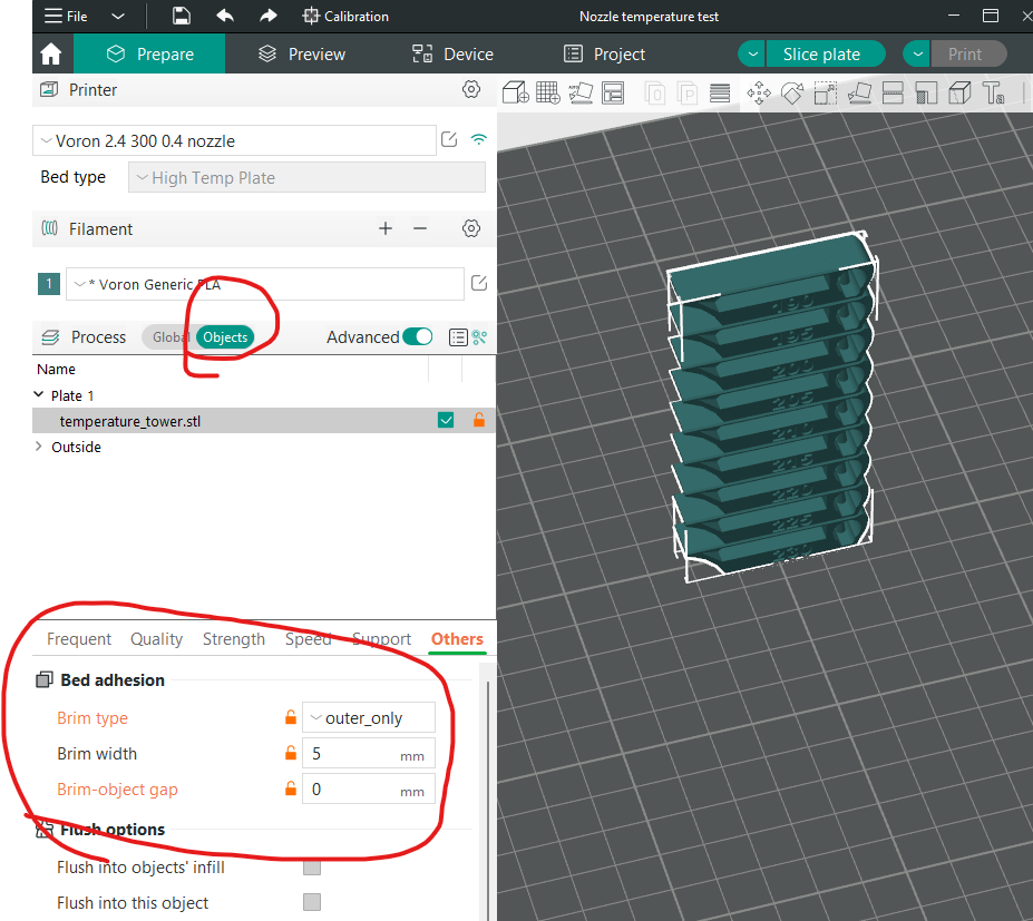 Unable to set brim width for temp tower · Issue #525 · SoftFever/OrcaSlicer · GitHub