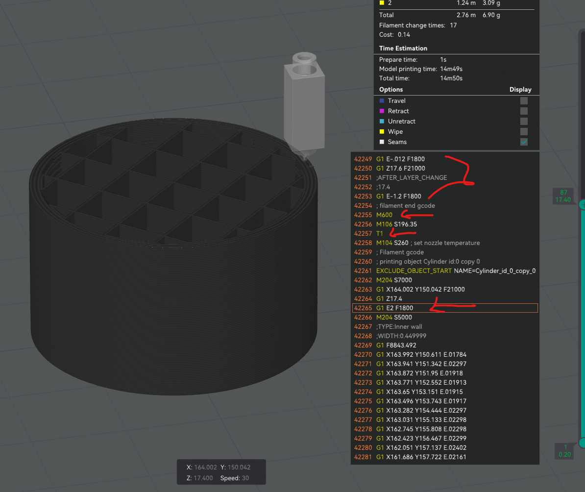 [Feature Request] GCode Substitutions or Prevent ozzing after M600 (Non AMS Printer) · Issue ...