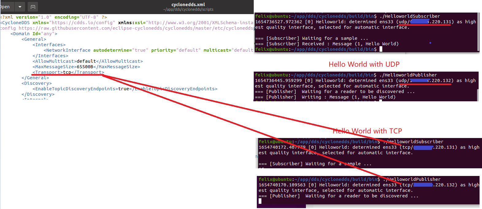 Hello World Example with TCP (using cyclonedds.xml) · Issue #1302 · eclipse-cyclonedds ...