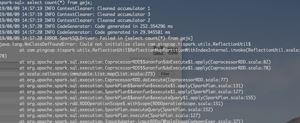 [BUG] java.lang.NoClassDefFoundError: Could not initialize class com.pingcap.tispark.utils ...