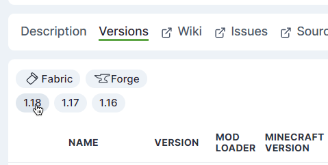 Changelog and Versions page filters · Issue #1965 · modrinth/code · GitHub