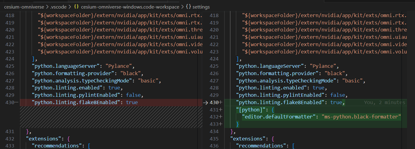Make black the default Python formatter in the workspace file · Issue ...
