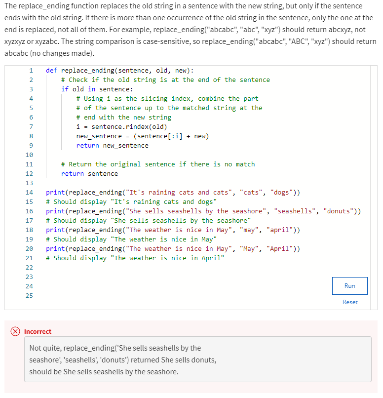 The Replace ending Function Replaces The Old String In A Sentence With 