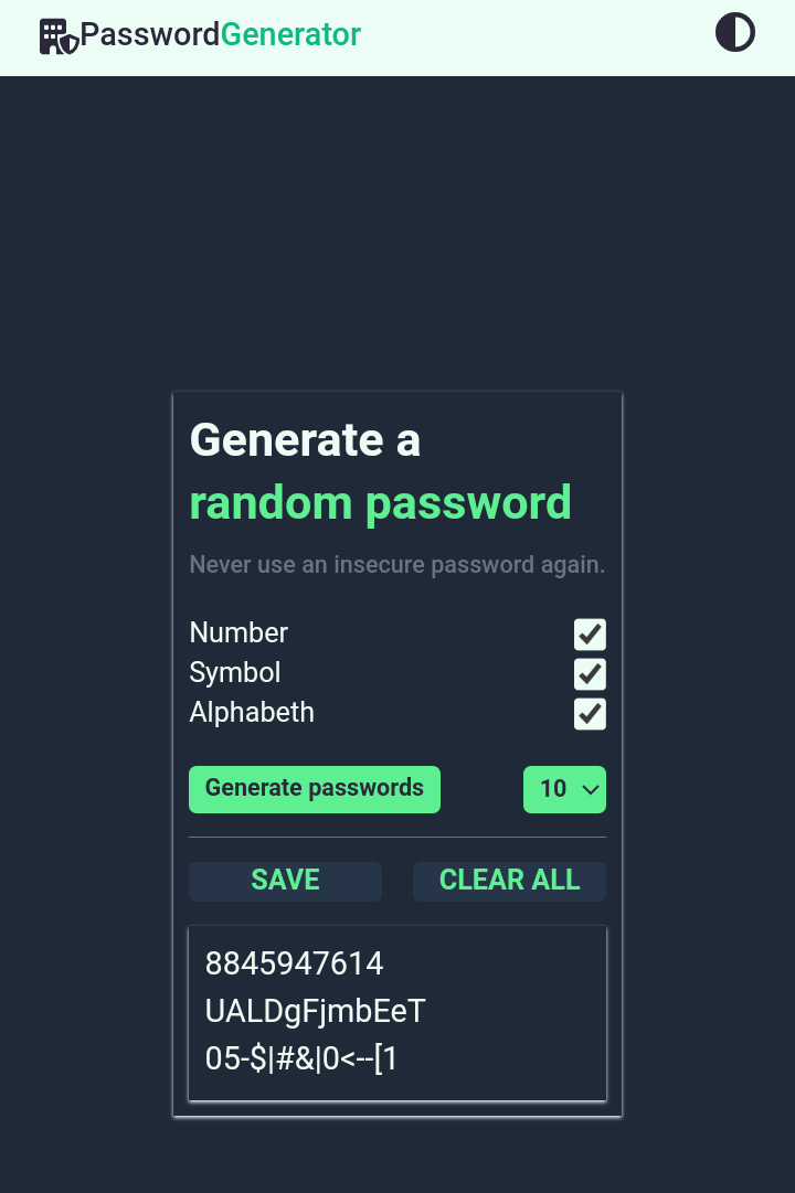 GitHub - f-lajoc/passwordGenerator: Generates password based on user ...