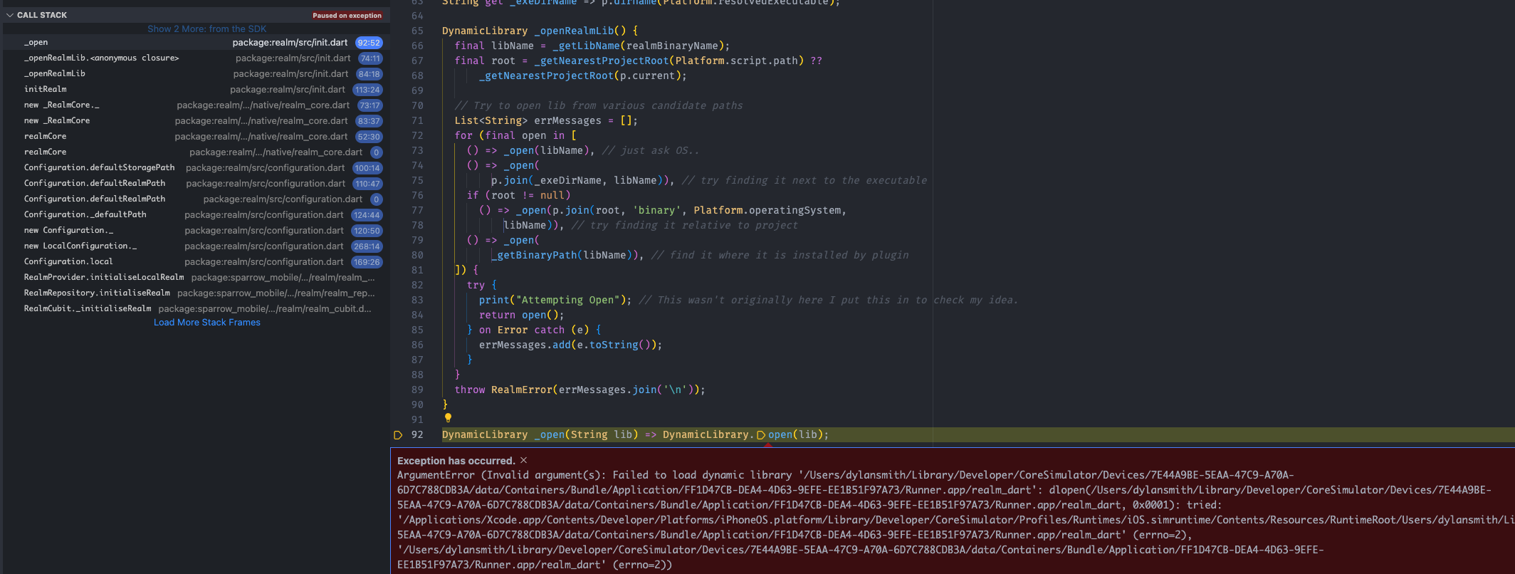 Error: Failed to load dynamic library 'realm_dart' on ios · Issue #1157 · realm/realm-dart · GitHub