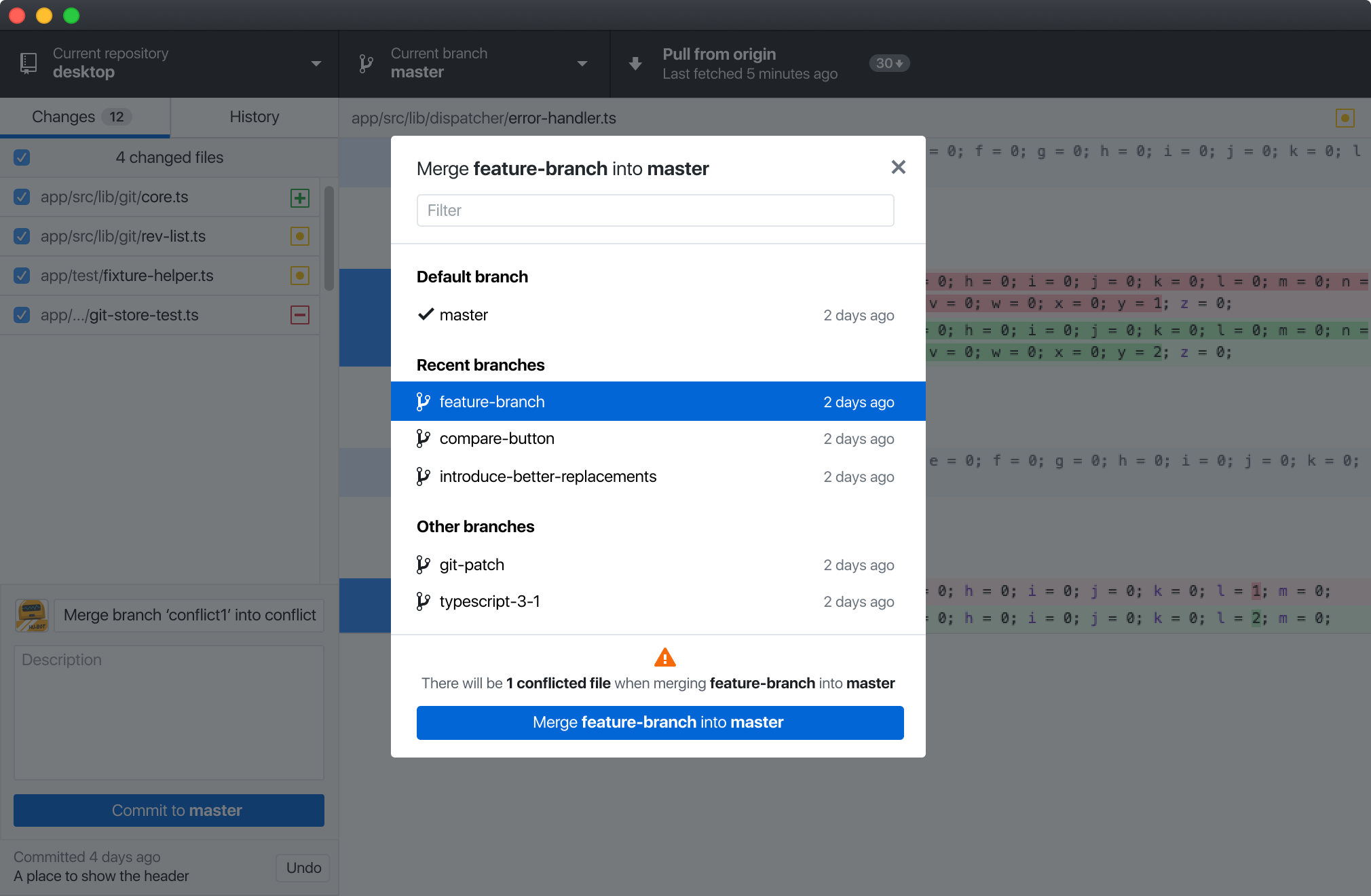 Improve merge flow · Issue #5555 · desktop/desktop · GitHub