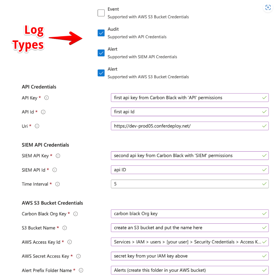 Carbon Black Cloud function app configuration page and function code need modification to fetch ...