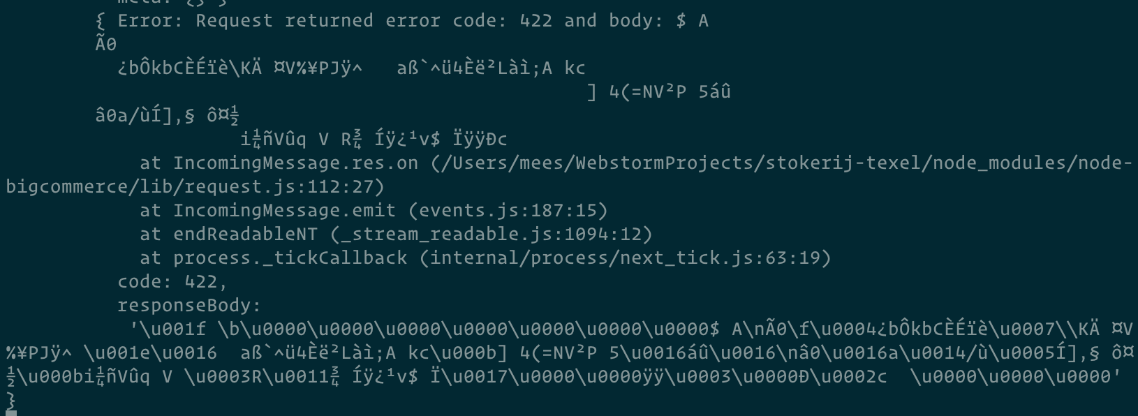 Error response are gibberish \u001f \b\u0000\u0000\u0000\u0000\u0000 ...