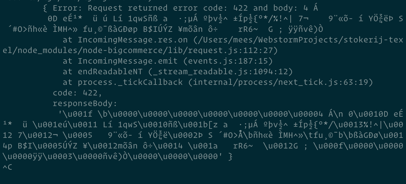 Error response are gibberish \u001f \b\u0000\u0000\u0000\u0000\u0000 ...