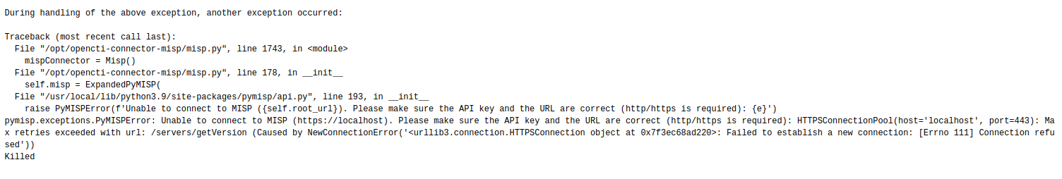 Misp connector not working for opencti. · Issue #676 · OpenCTI-Platform/connectors · GitHub