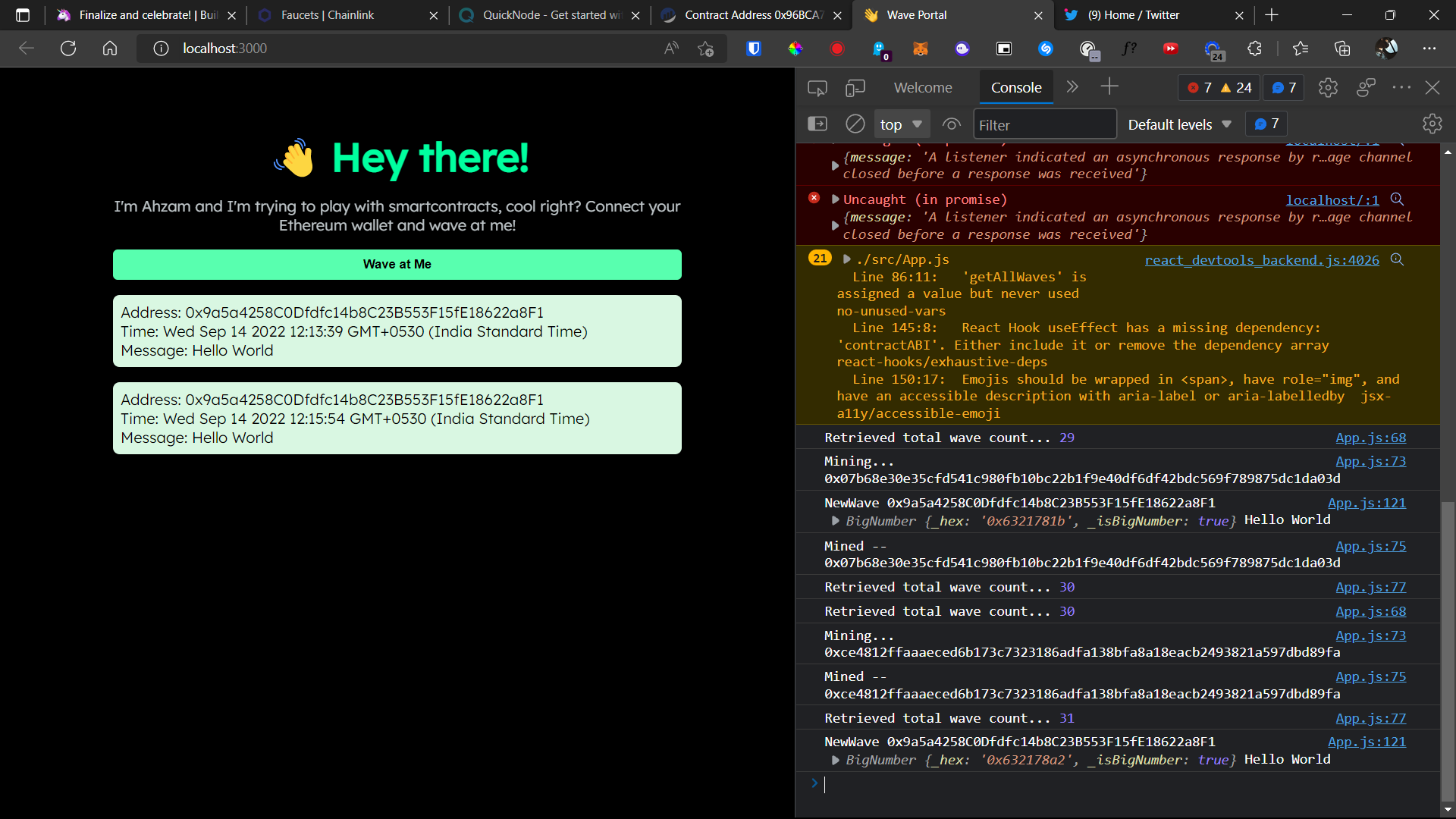 GitHub - 0xahzam/waveportal-buildspace: A dApp that lets you wave at me ...