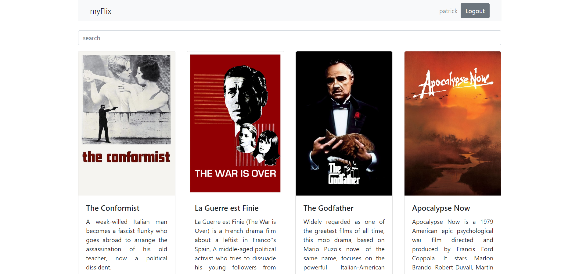 GitHub - PatrickHolderness/myFlix-client