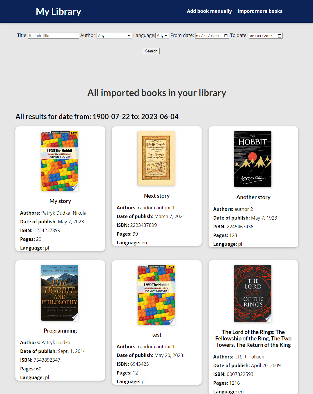 GitHub - PatrykDu/library-manager: Django app to import books from Google API
