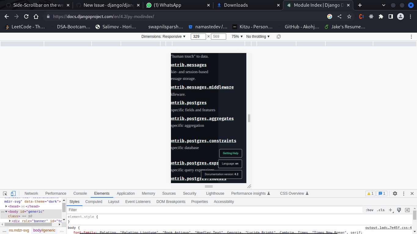 Text Overflow in the Documentation in Mobile View · Issue #1350 · django/djangoproject.com · GitHub