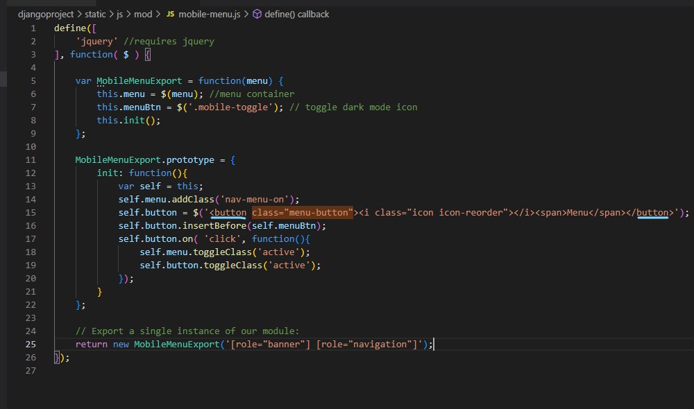 Menu button is not a button · Issue #1234 · django/djangoproject.com · GitHub