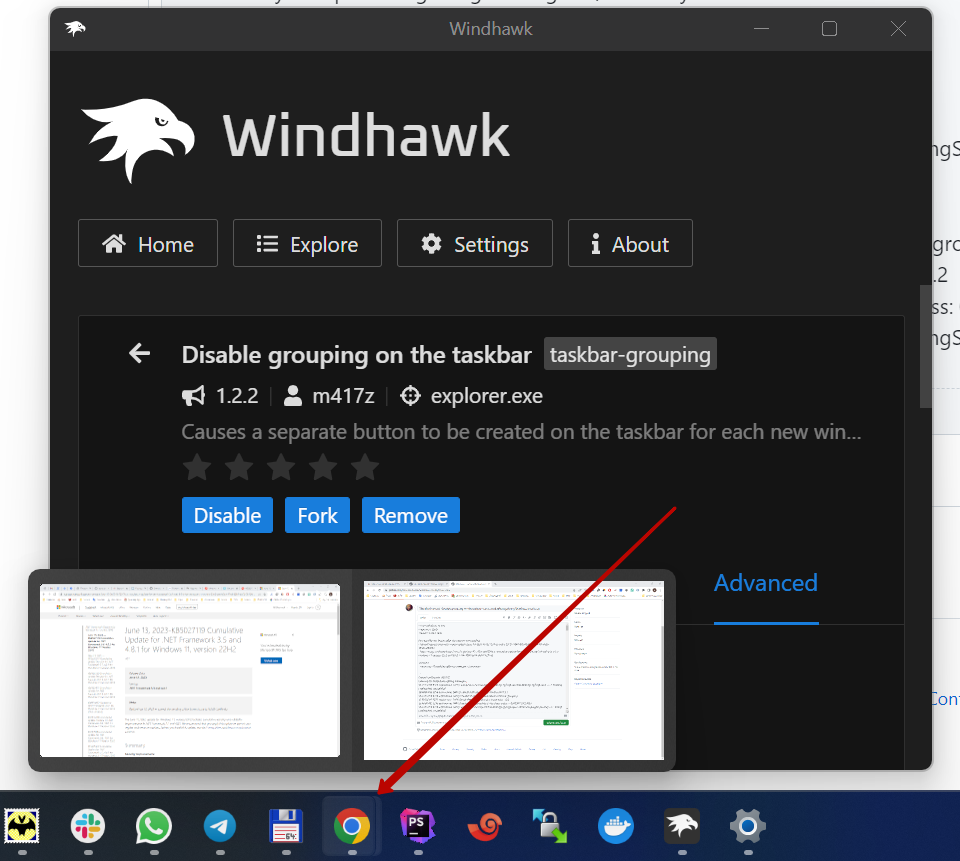 The Mod named "Disable grouping on the taskbar" can't work after updating Windows mod-bug ...