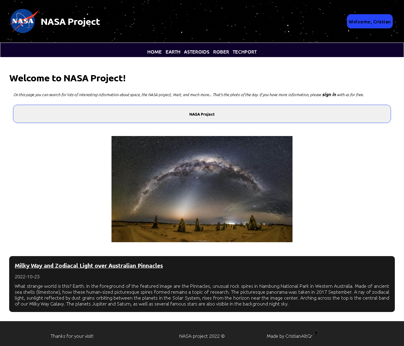 GitHub - CristianAltGr/NASA-app: Sprint 9 of IT Academy