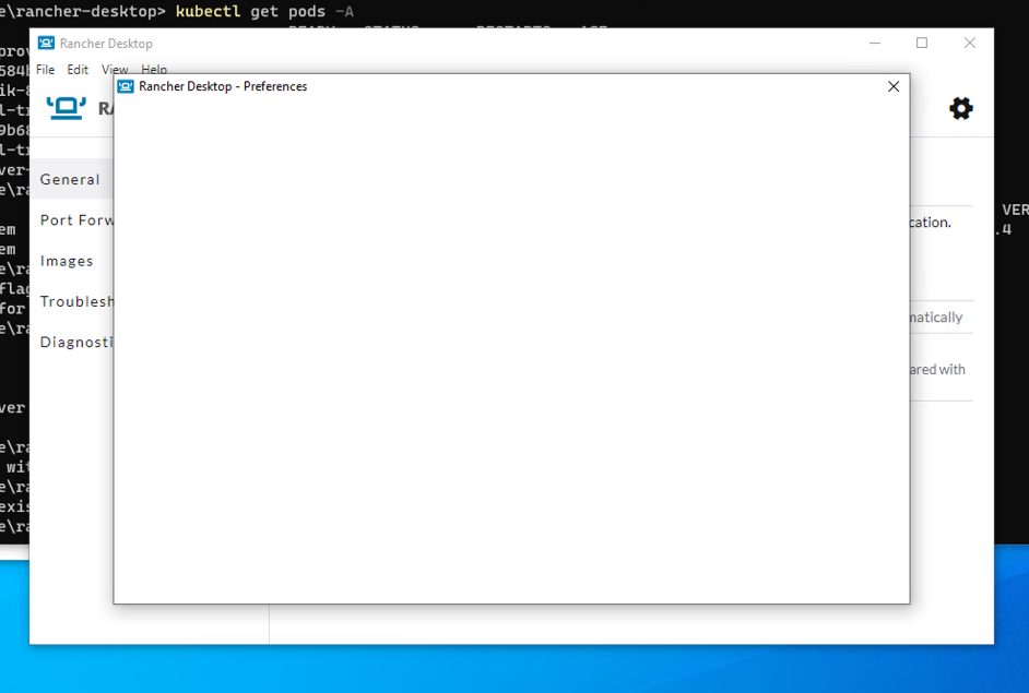 Blank preferences windows · Issue #3500 · rancher-sandbox/rancher-desktop · GitHub