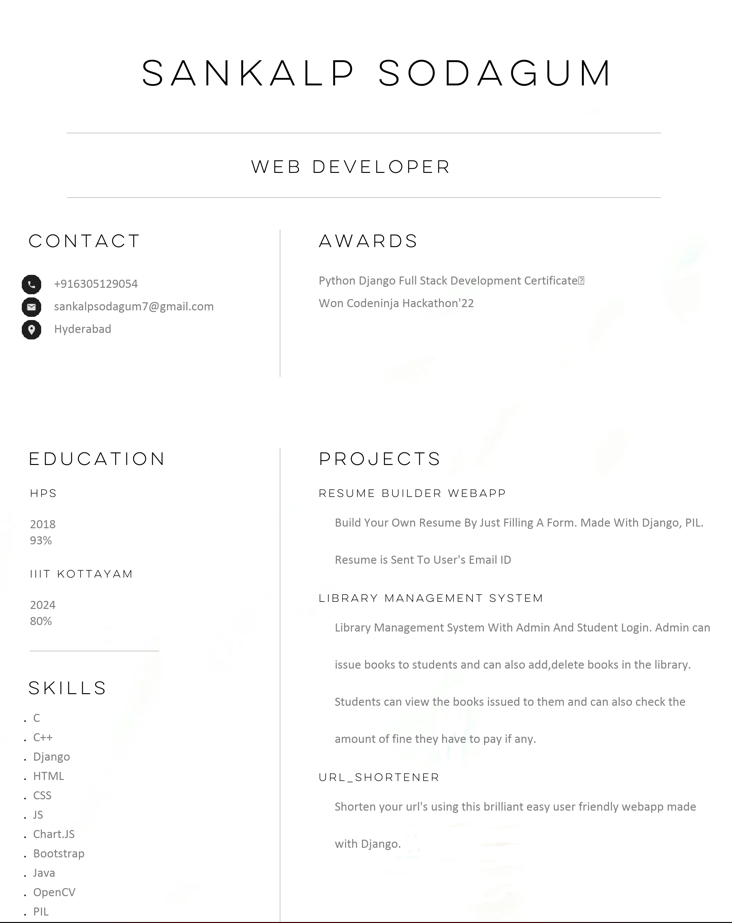 GitHub - sankalp-7/Resume-Builder